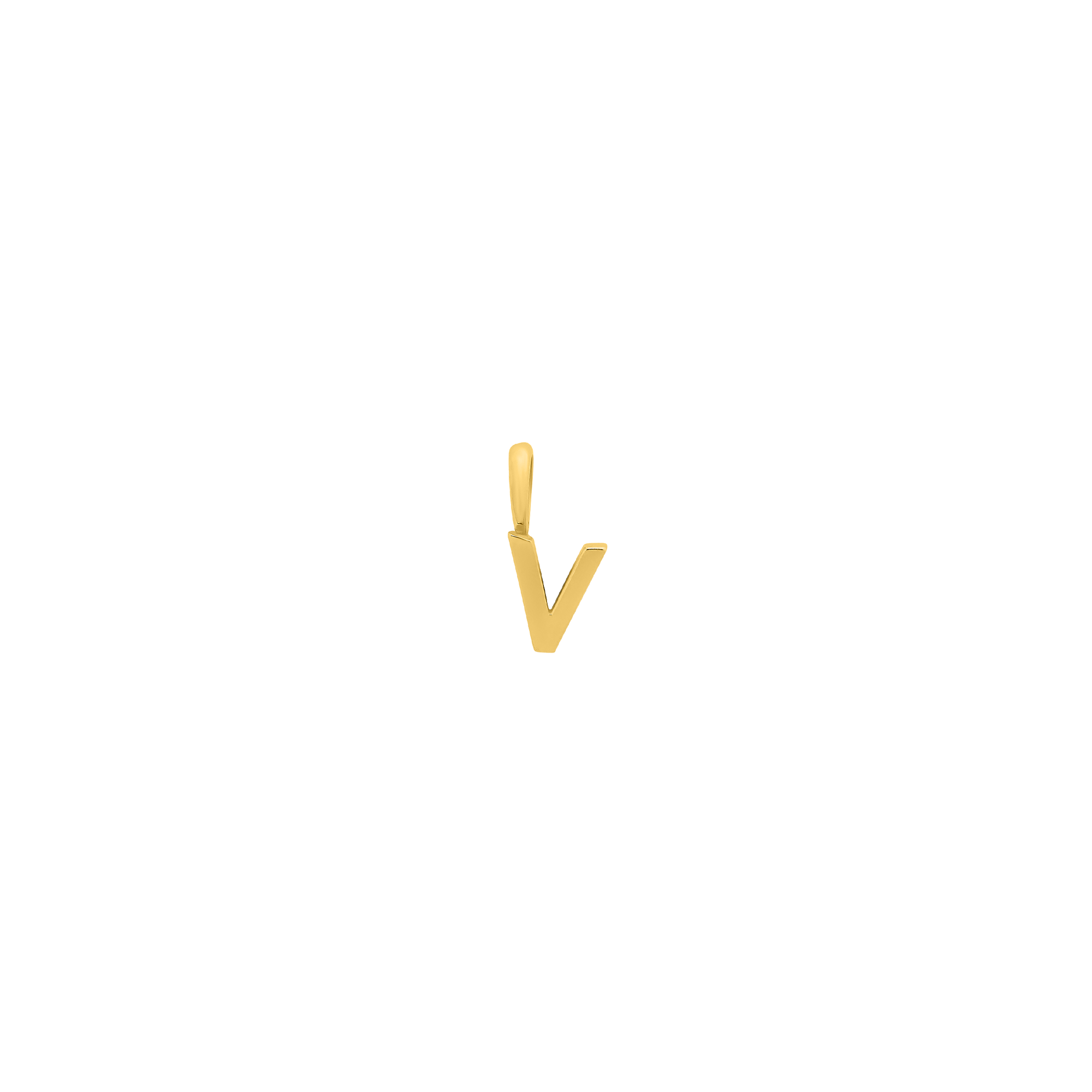FINE V Letter Anhänger, 14k Gelbgold – XENOX